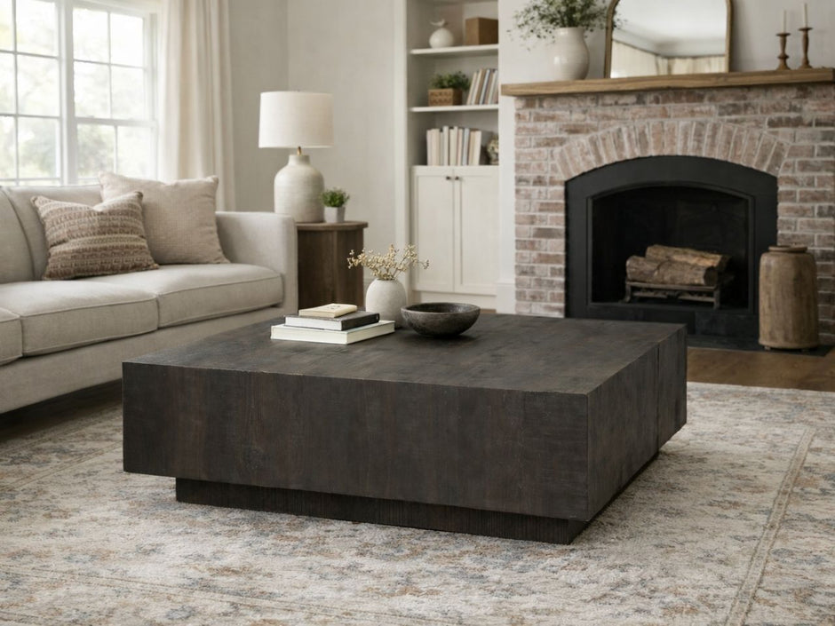 This solid, Hayden Dark Brown Rectangular Coffee Table in Calgary adds ...