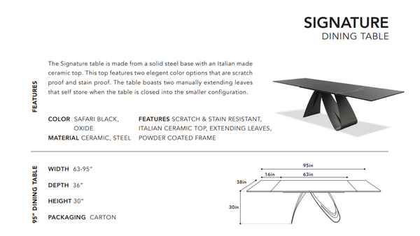 Signature 95" Safari Ext. Dining Table - Showhome Furniture