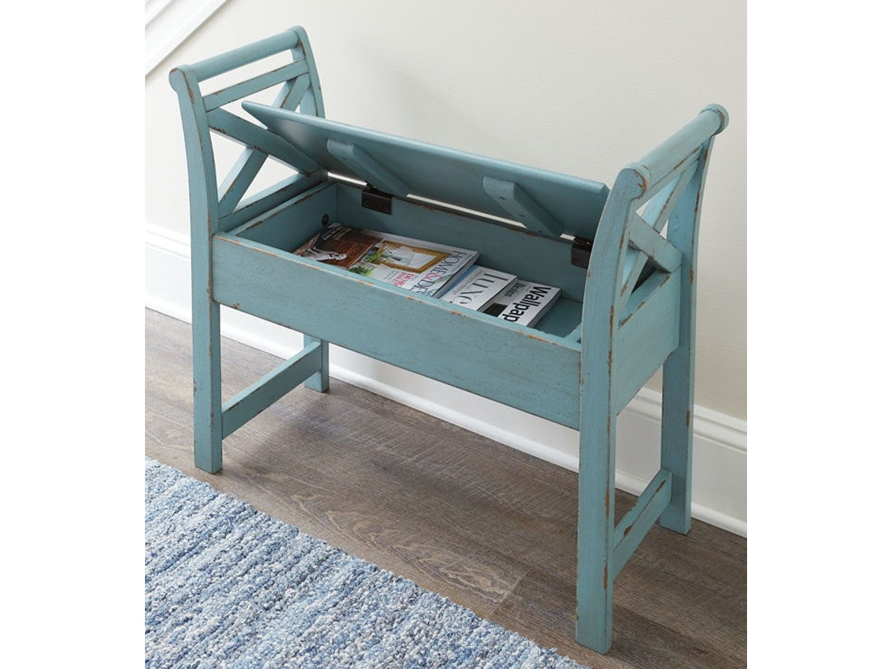 Heron Blue Storage Bench - Showhome Furniture