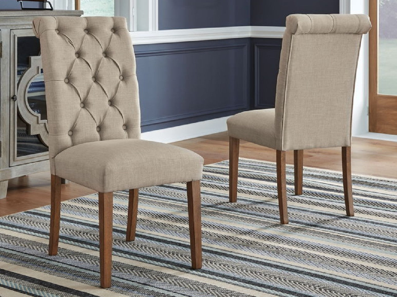 Harvina Uph Dining Chair - Beige - Showhome Furniture